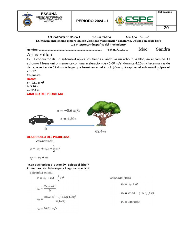 Solución Tarea MRUV-Caida Graficos | PDF | Aceleración | Velocidad