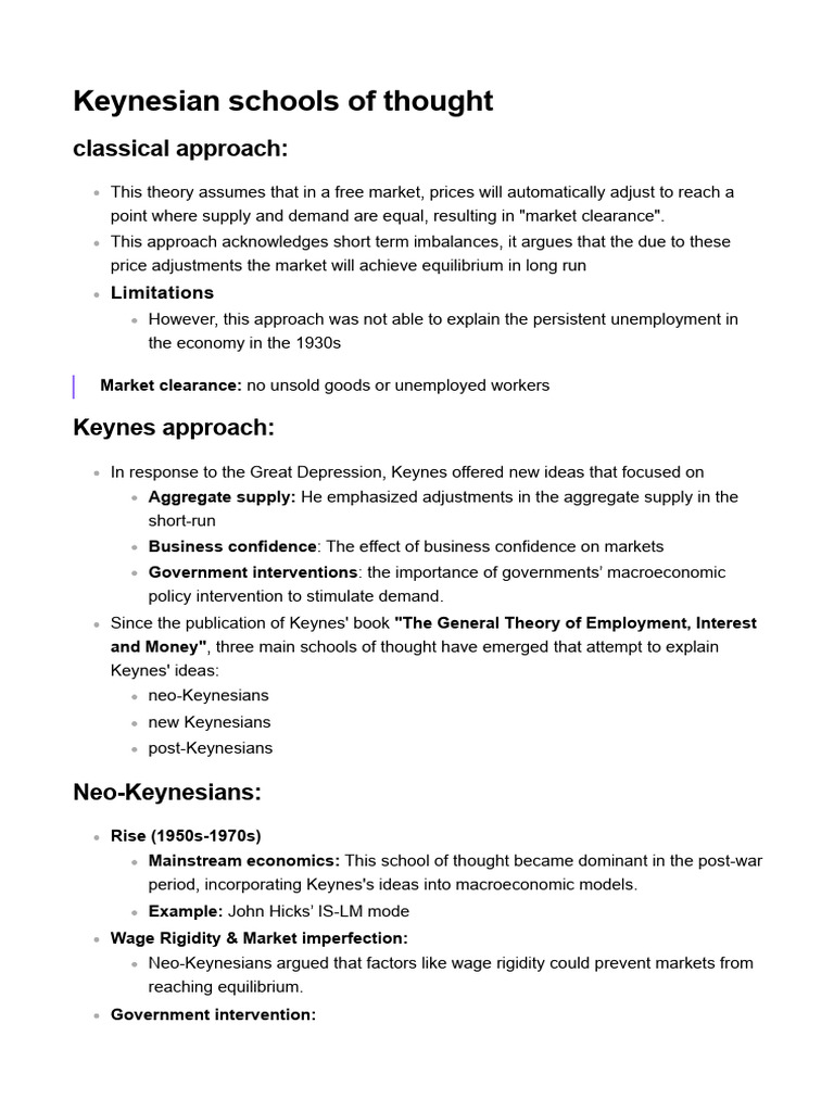 Keynesian Schools of Thought | PDF | New Keynesian Economics | Economics