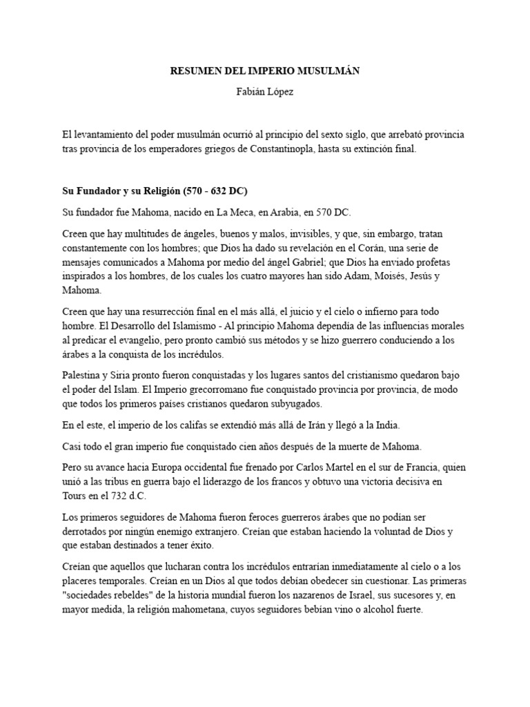 Resumen Del Imperio Musulmán | PDF | Mahoma | Religiones religiosas