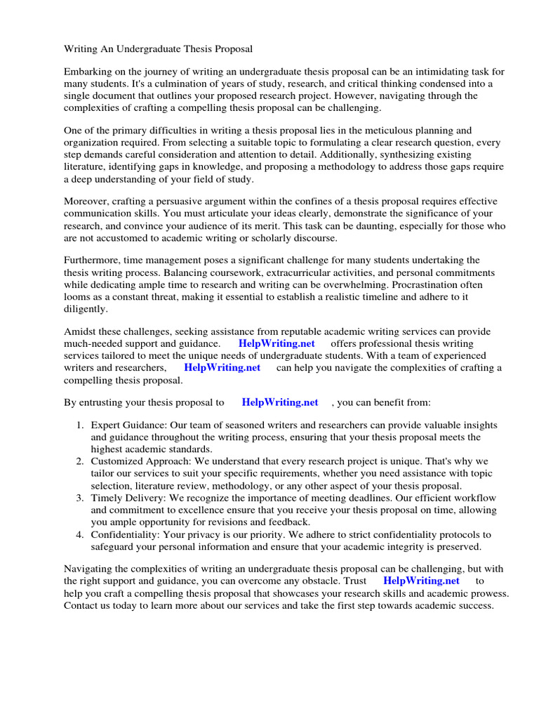 Writing An Undergraduate Thesis Proposal | PDF | Thesis | Methodology