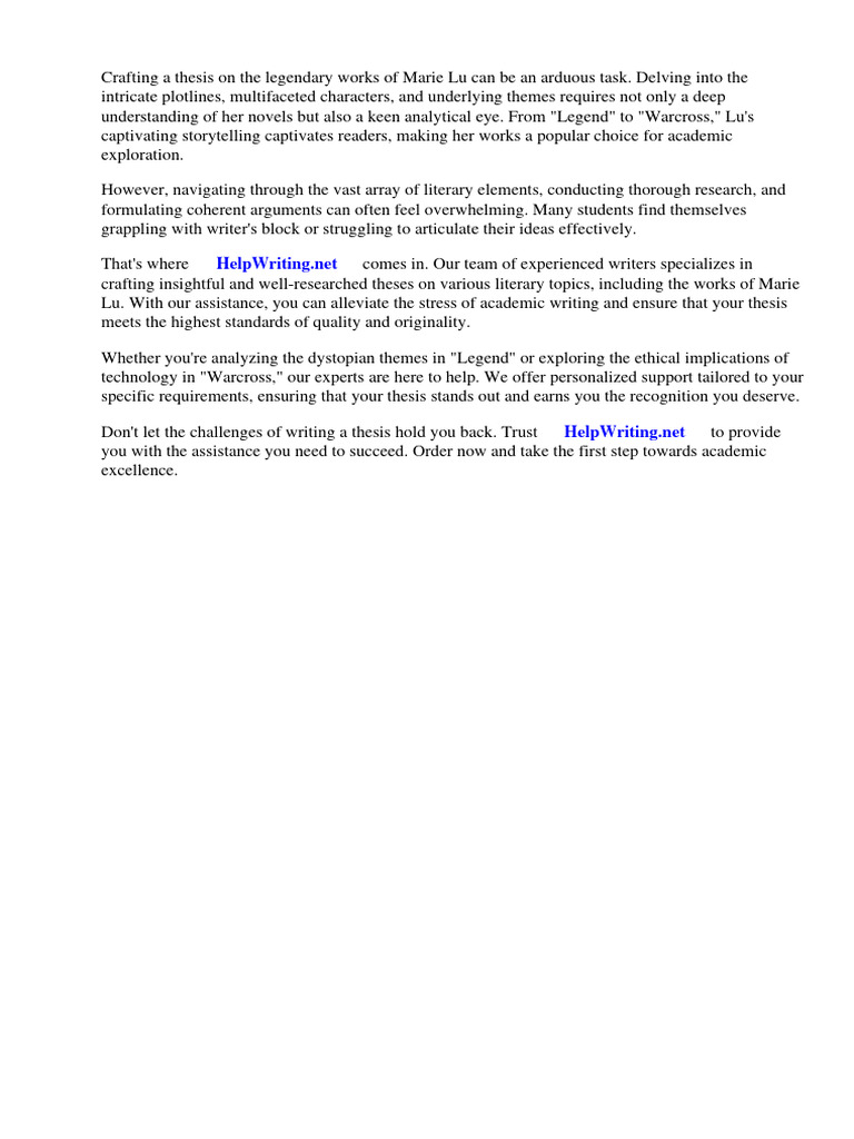 Legend Marie Lu Thesis | PDF