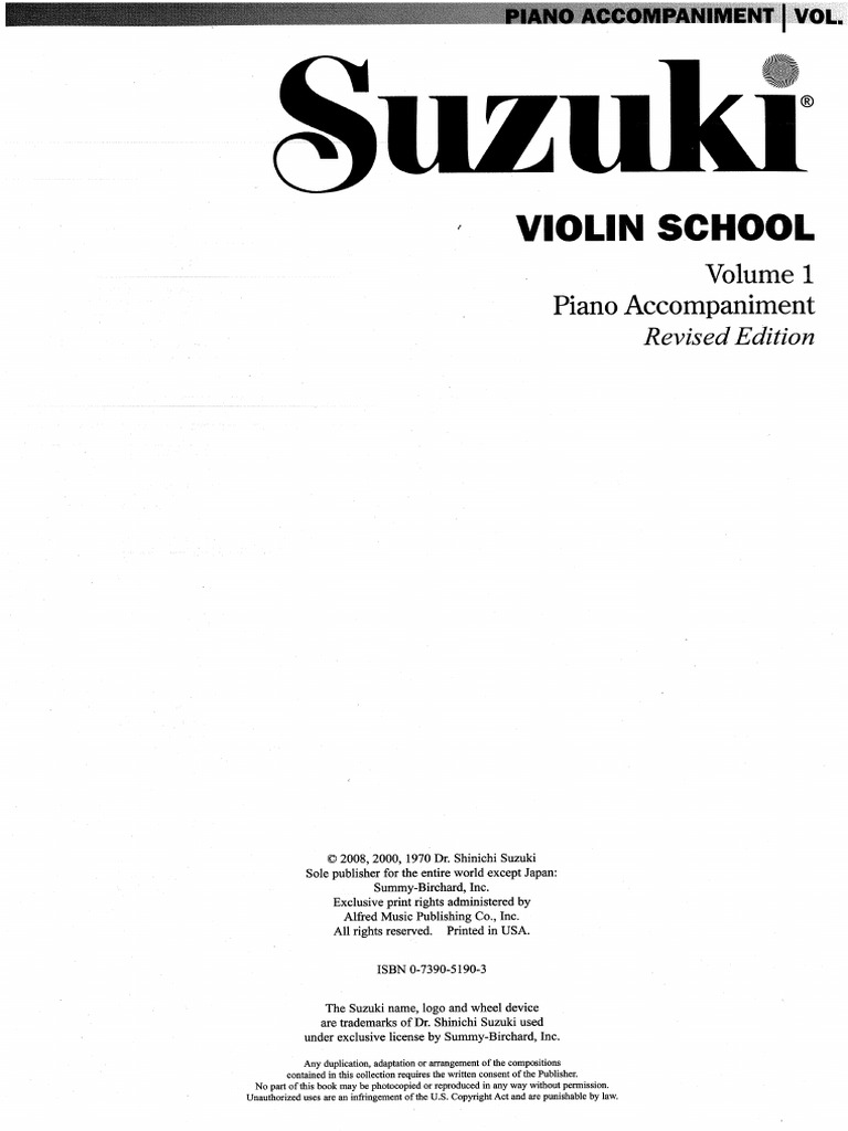 Suzuki Violin School Vol 1 Piano Accompaniment Revised Edition Pdf