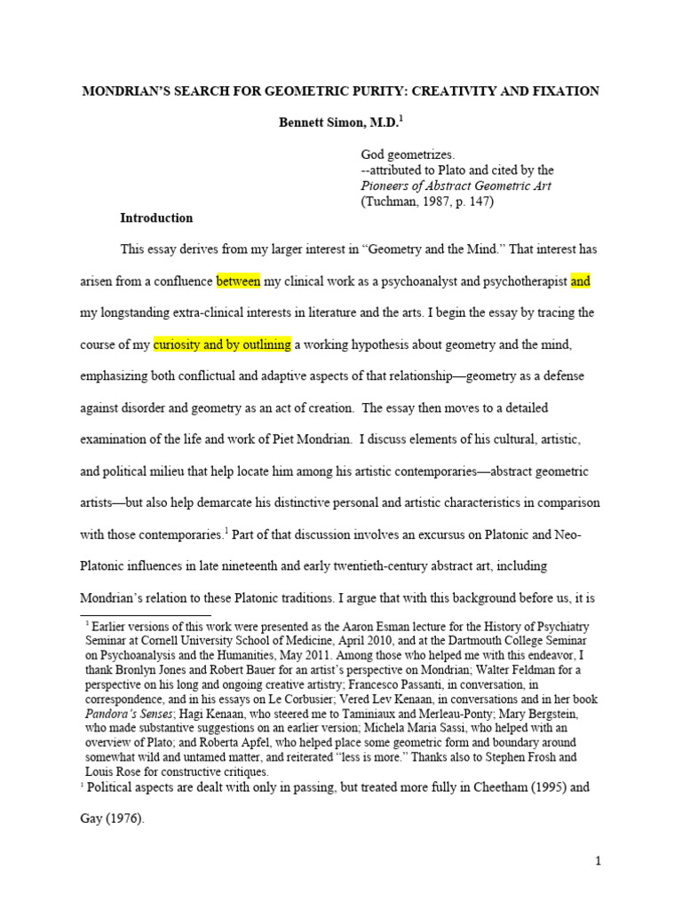 Modrian Search of Purity Geometry | PDF | Cubism | Abstract Art