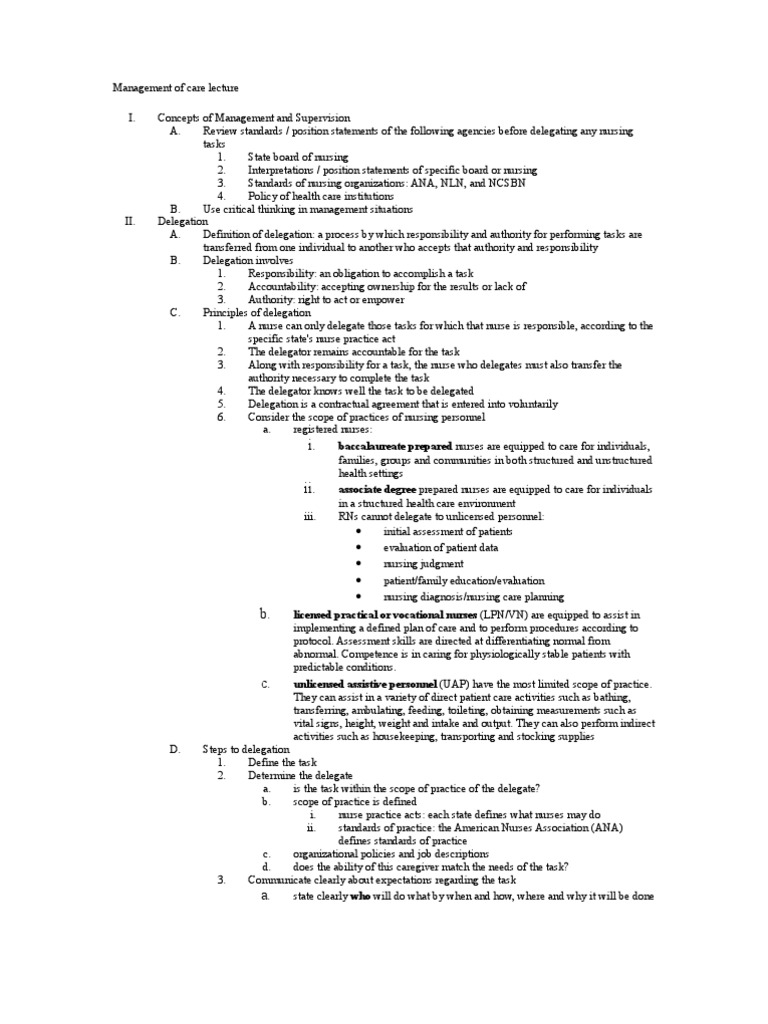Management of Care Lecture | PDF | Informed Consent | Nursing
