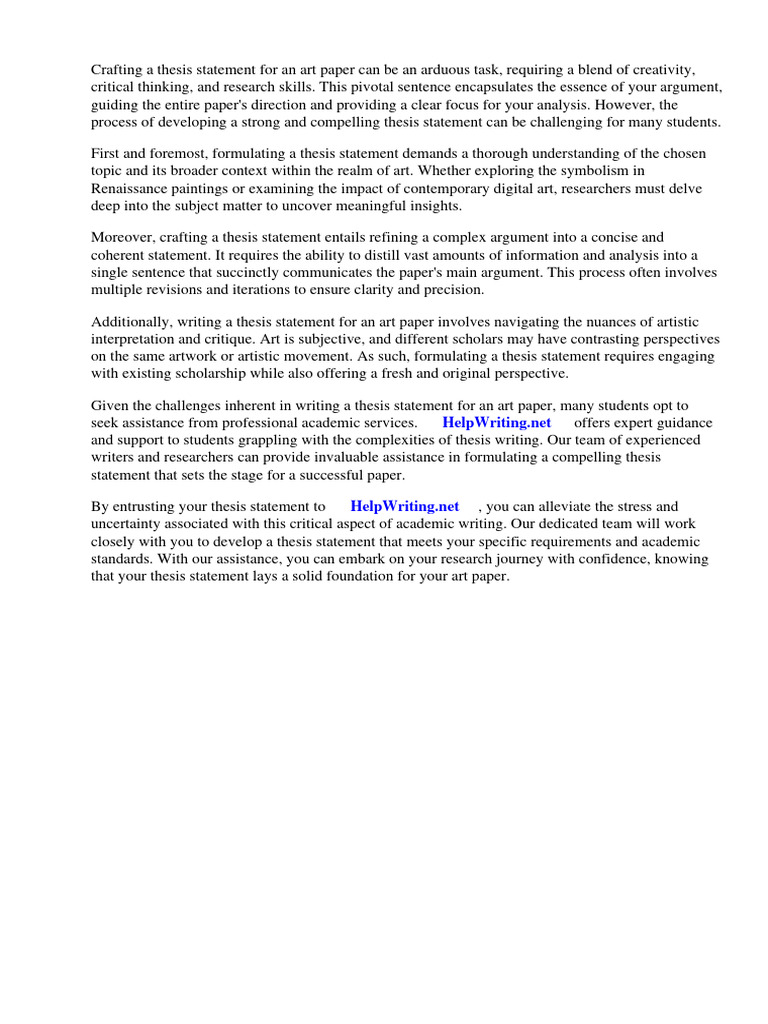 Art Paper Thesis Statement | PDF | Career & Growth | Language Arts ...