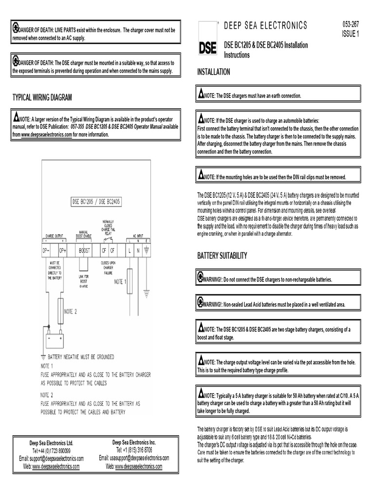 DSE BC1205 DSE BC2405 Installation Manual | PDF