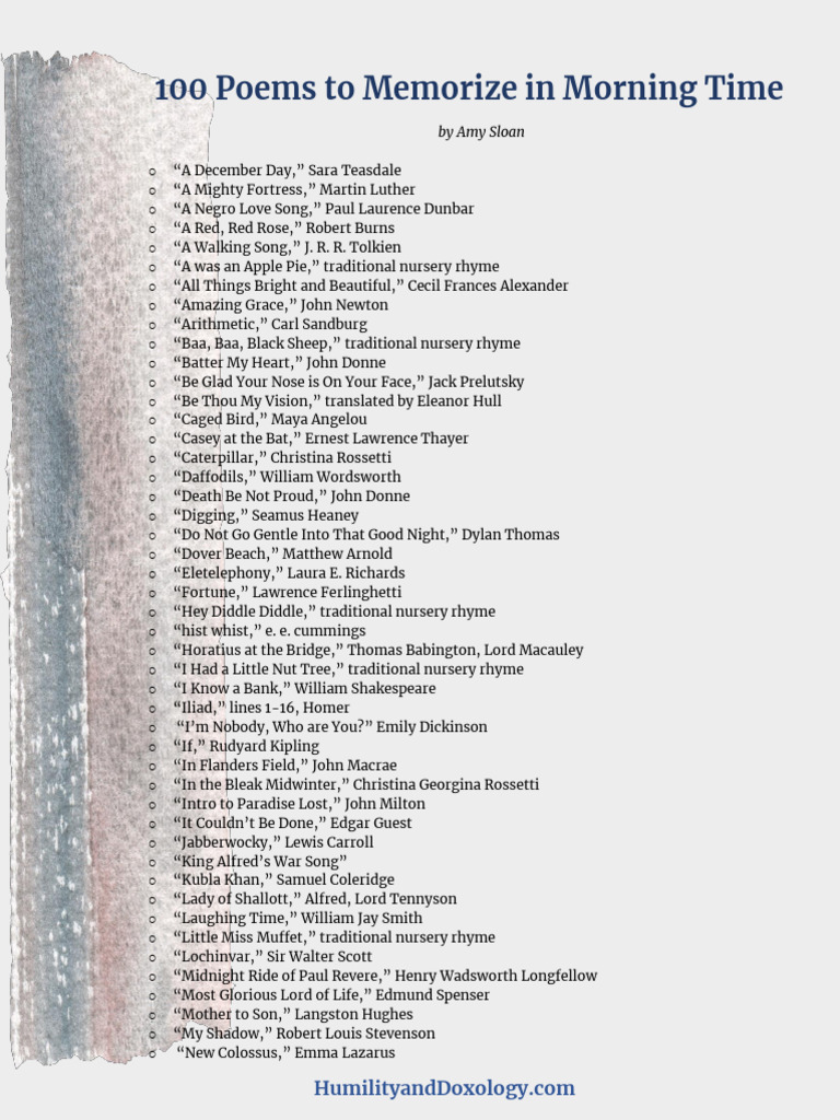 Poems for Morning Memorization | PDF | Poetry | Poets
