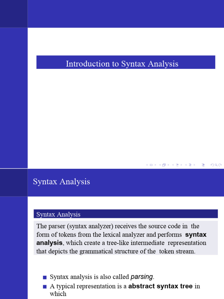 1 Syntax Analyzer | PDF | Parsing | Grammar 1 Syntax Analyzer | PDF | Parsing | Grammar