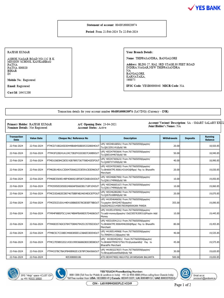 Iris-YesBank-03 Tue, 2024 16-35-54 PM | PDF | Cheque | Banks