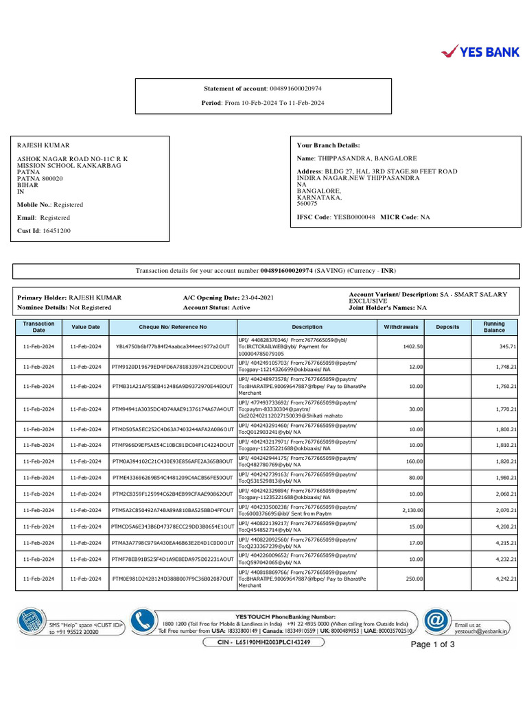 Bank Statment 1 | PDF