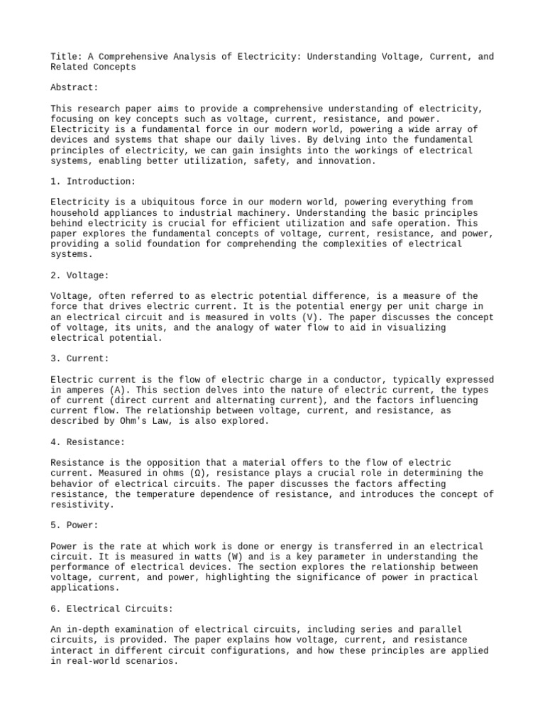 electricity summary in a diverse copy of electronics | PDF