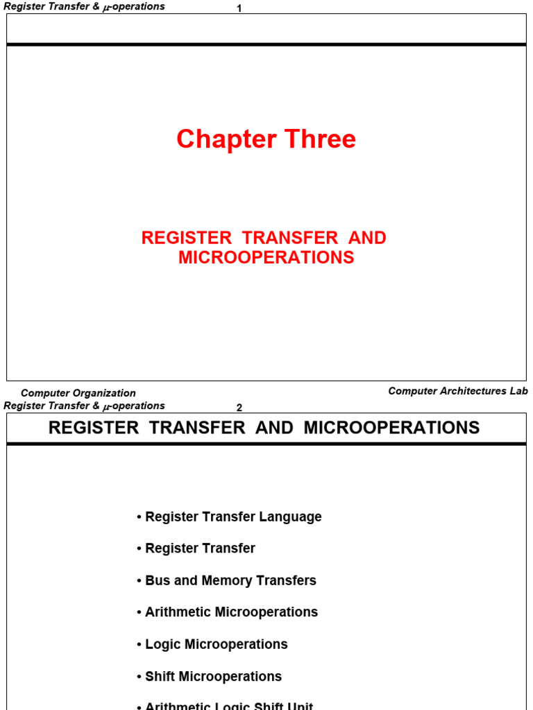 Register Transfer and Microoperations2017-3-5 | PDF | Digital Electronics | Bit