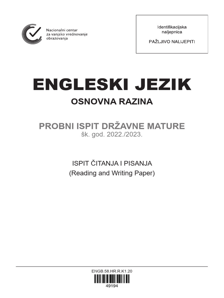 Engleski Jezik: Osnovna Razina | PDF