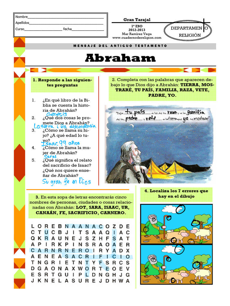 REL_T2_3_ficha 1- Abraham | PDF