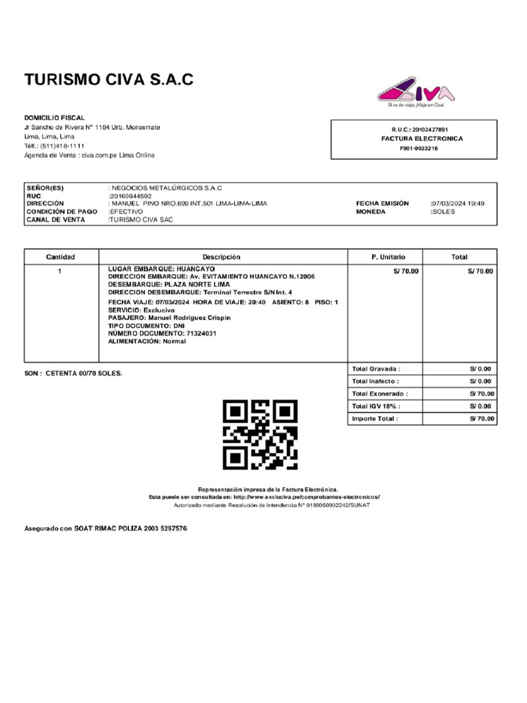 Boleta de Viaje | PDF