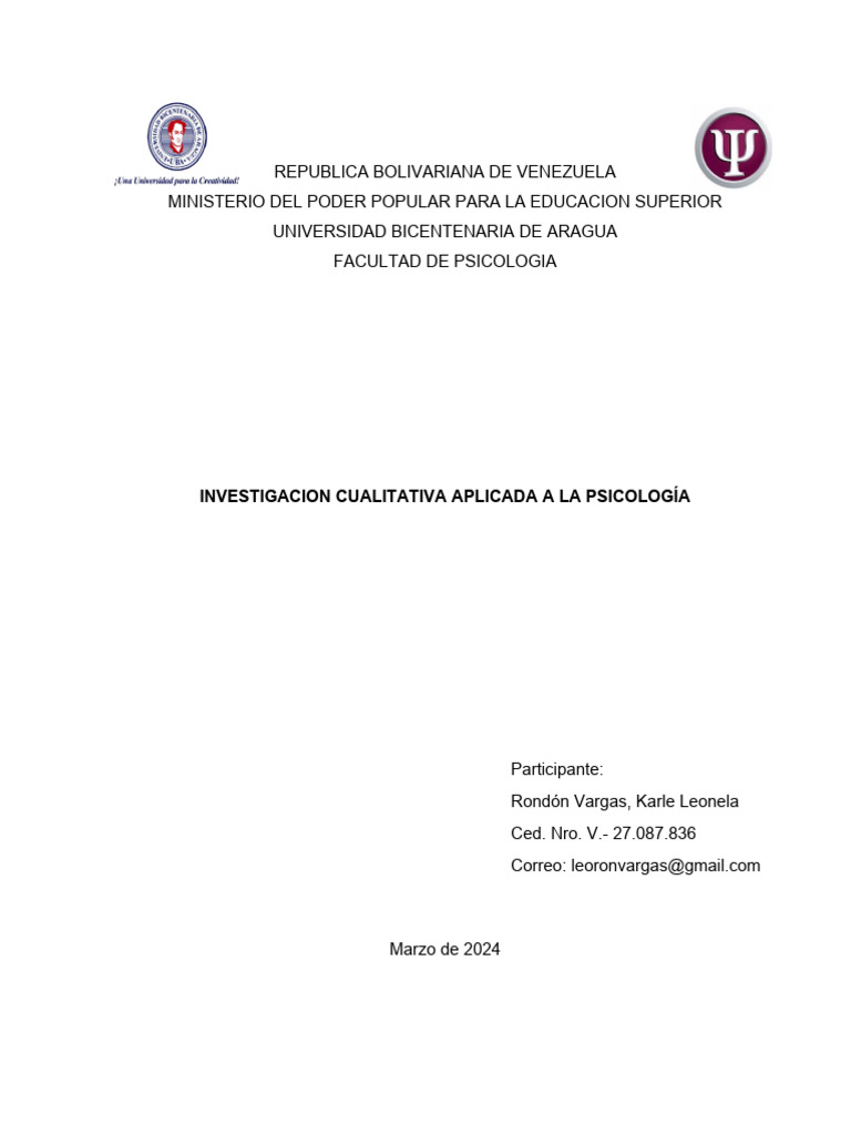 Investigacion Cualitativa-Aplicación en Psicología | PDF | Caso de ...