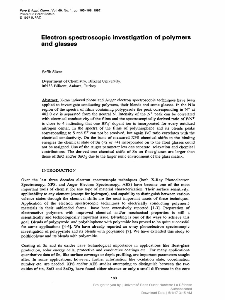 1997 Polymer and Glasses | PDF | X Ray Photoelectron Spectroscopy | Spectroscopy