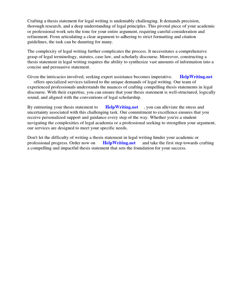 Legal Writing Thesis Statement | PDF | Essays | Thesis Legal Writing Thesis Statement | PDF | Essays | Thesis