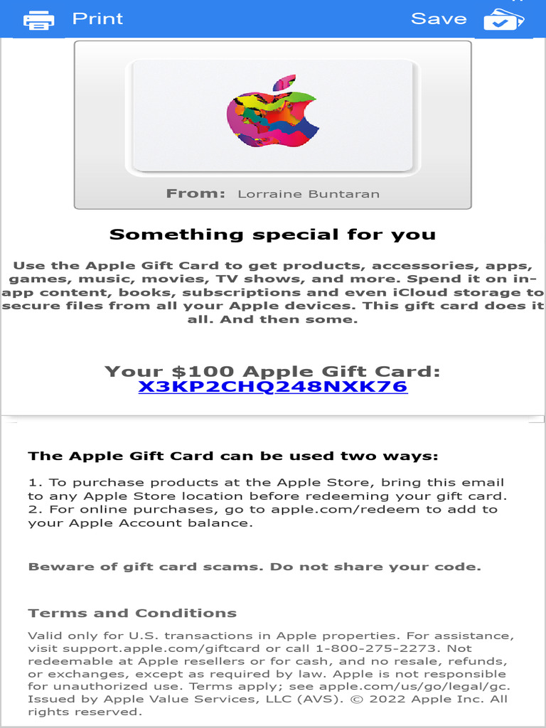 Apple Gift Card Terms and Usage Guide | PDF | Cooking, Food & Wine
