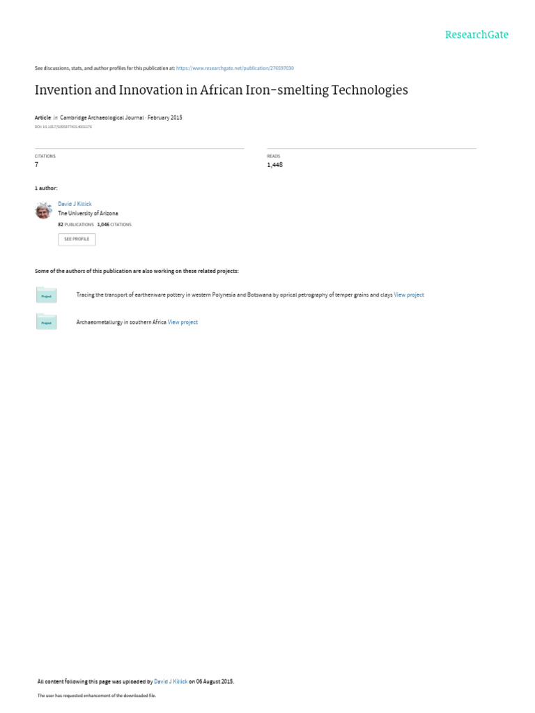 African Iron-smelting Innovations | PDF | Social Science