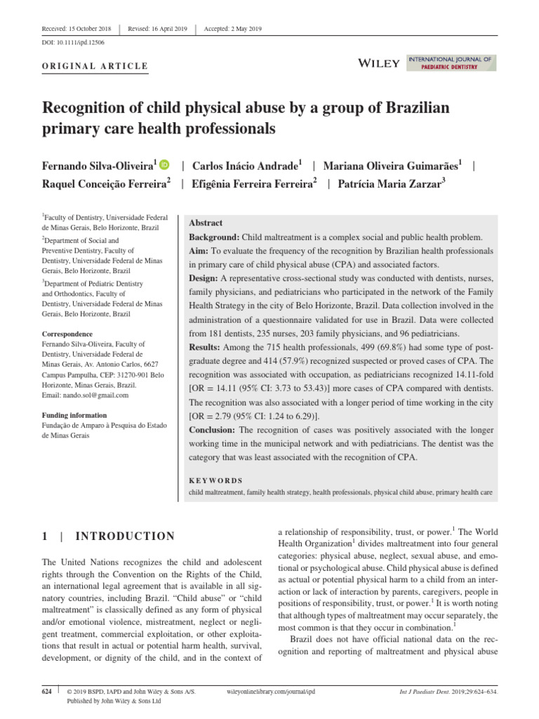 Antecedente Recognition of Child Physical Abuse by A Group of Brazilian ...