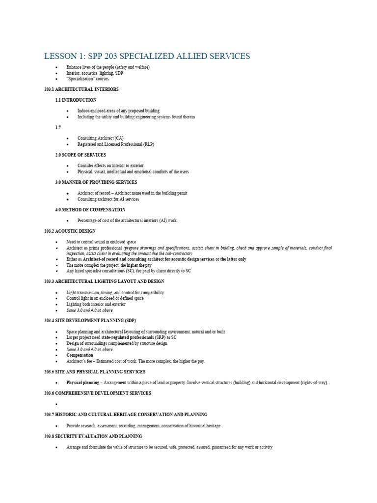 Lesson 1: SPP 203 Specialized Allied Services: Inspection, Assist Client in Evaluating The ...