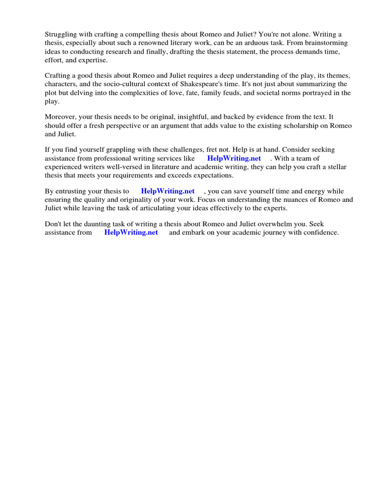 Good Thesis About Romeo and Juliet | PDF | General Fiction