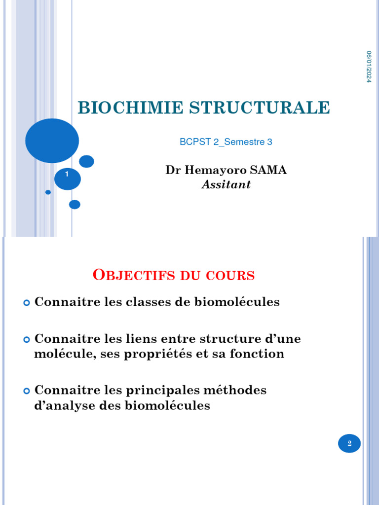 Biochimie Structurale Chp1 | PDF | Glucide | Glucose