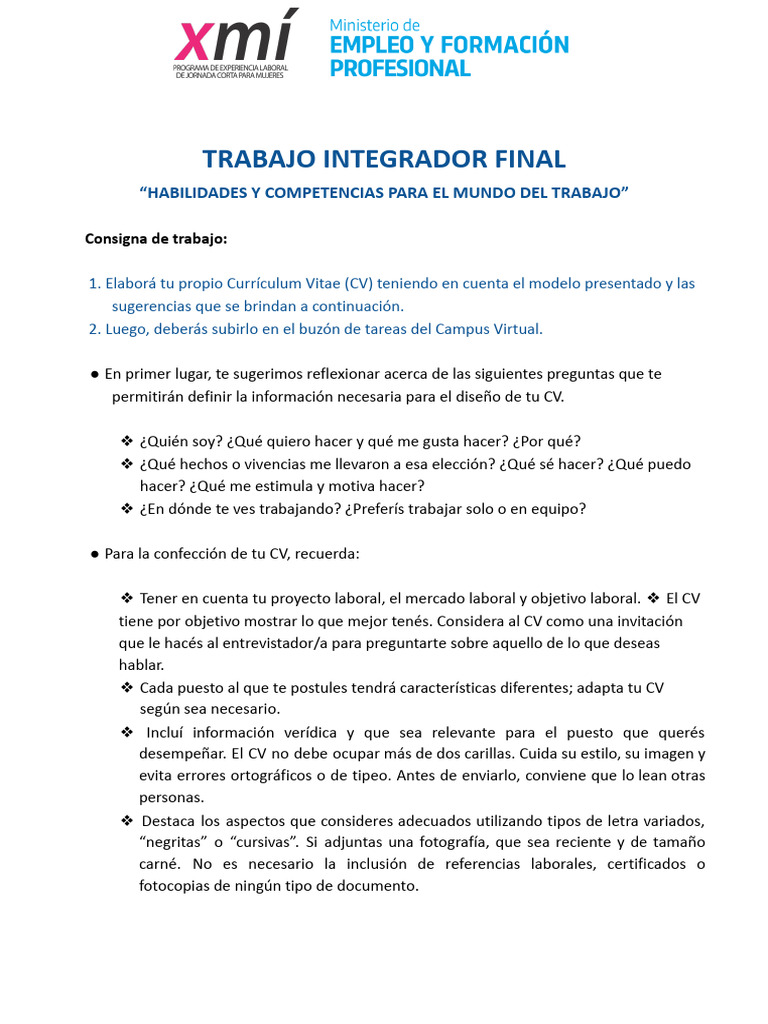 Consigna de Trabajo Final Xmi 2023 | PDF