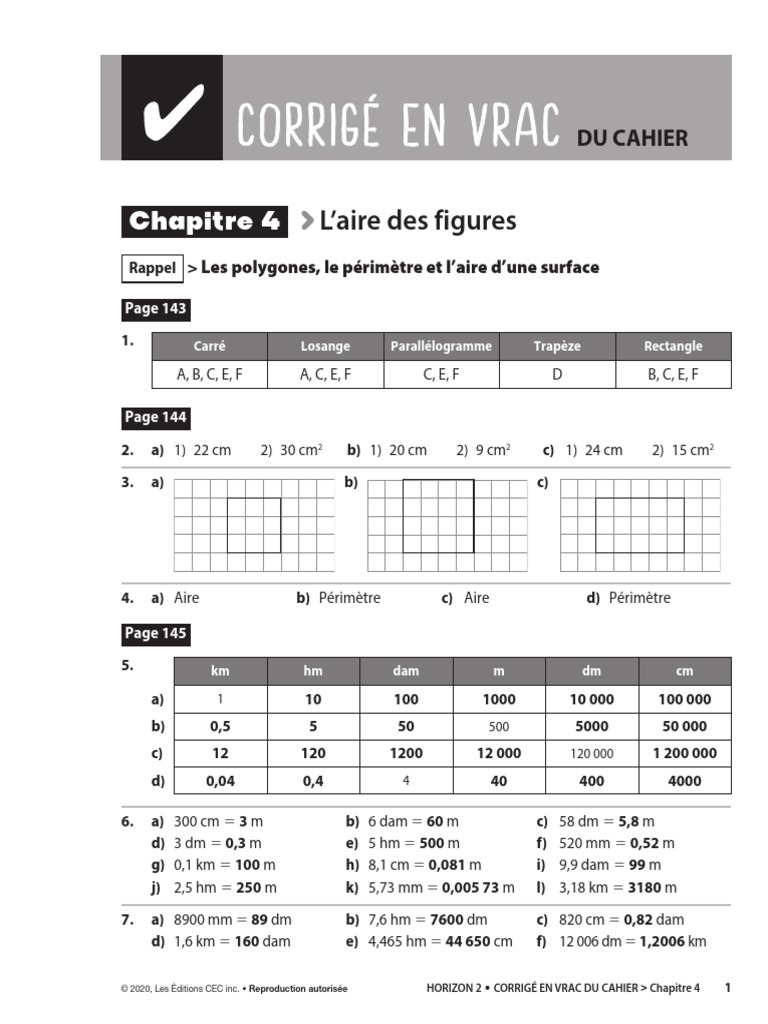 Corrigé Cahier Horizon 2 - Chapitre 4 | PDF | Polytope | Formes ...