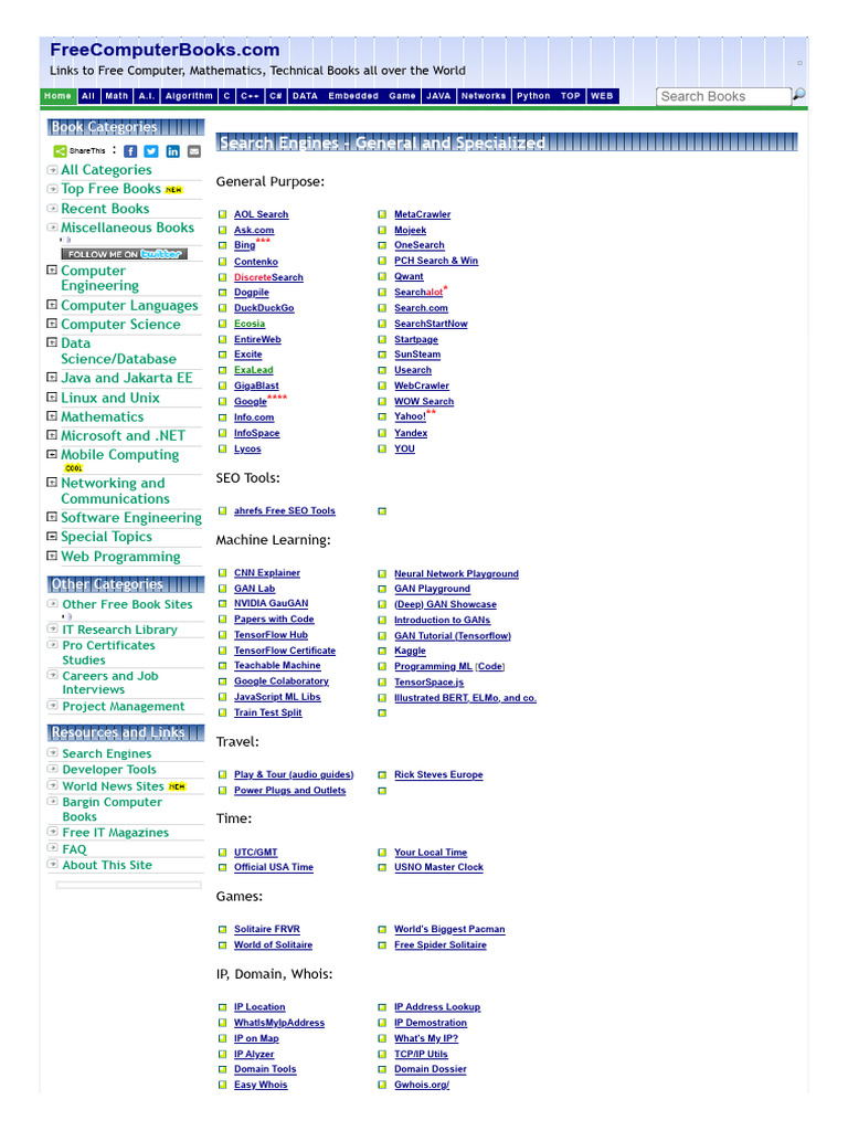 Search Engines - Free Computer, Programming, Mathematics, Technical ...