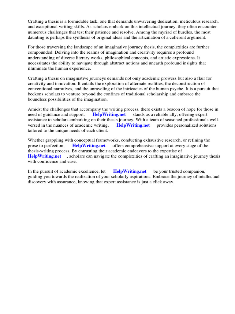 Imaginative Journey Thesis | PDF | Creativity | Essays