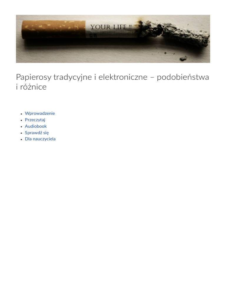 Papierosy Tradycyjne I Elektroniczne Podobienstwa I Roznice | PDF Papierosy Tradycyjne I Elektroniczne Podobienstwa I Roznice | PDF