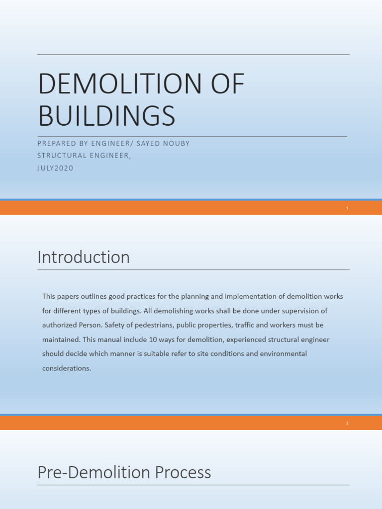 Demolision of Buildings | PDF | Demolition | Concrete