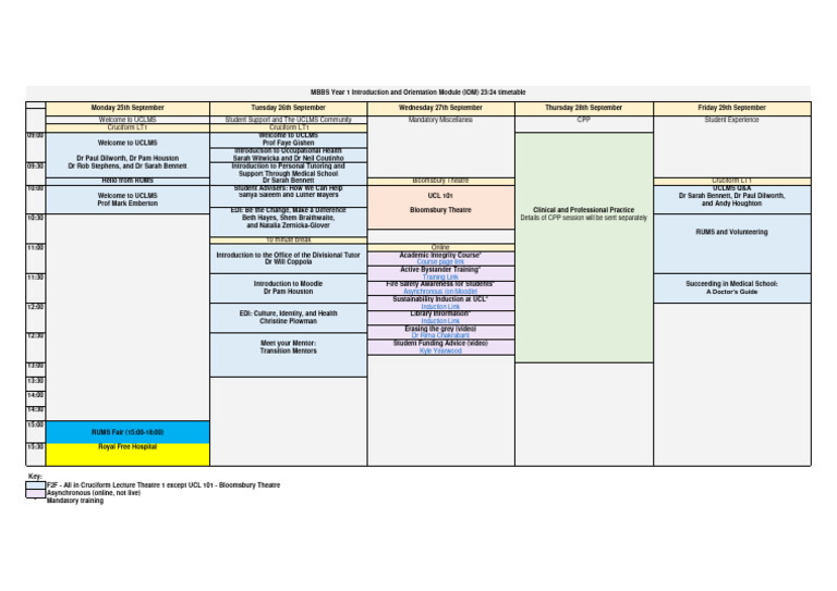 Y1 IOM Timetable 2023-24 NN | PDF | Health Care | Medical Education