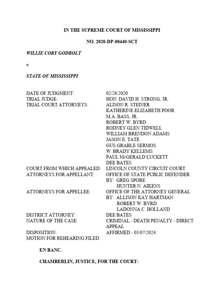 Willie Cory Godbolt Death Penalty Appeal | PDF | Trials | Murder