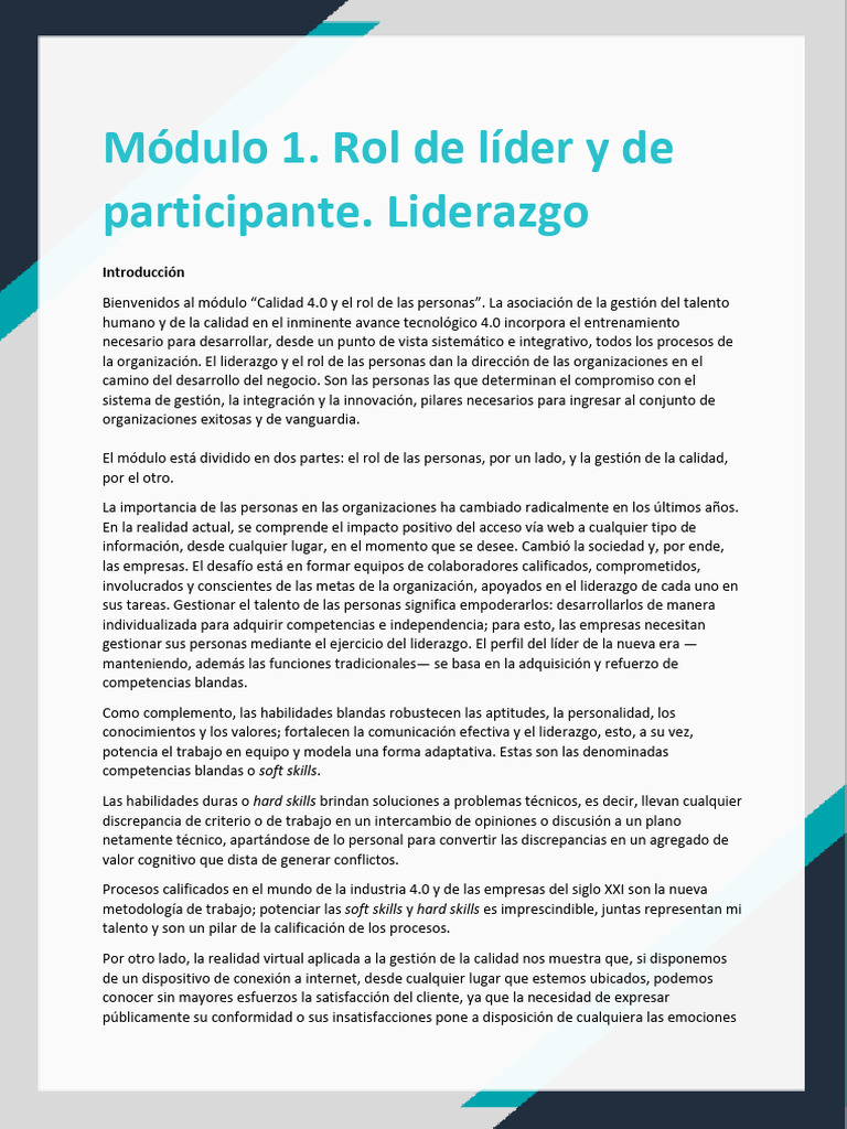 Módulo 7.1. Rol de Líder y de Participante. Liderazgo | Descargar ...