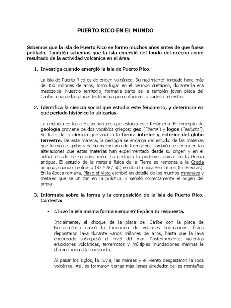 Origen y evolución de Puerto Rico | PDF | Geología | Isla