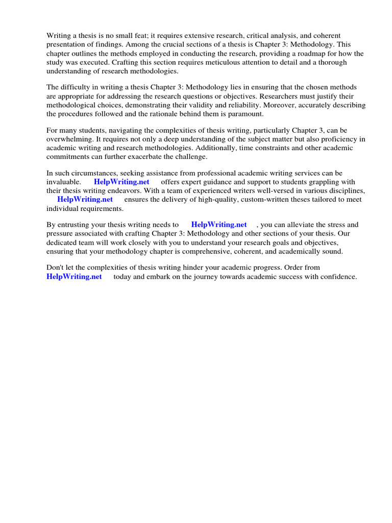 Sample of Thesis Chapter 3 Methodology | Download Free PDF ...