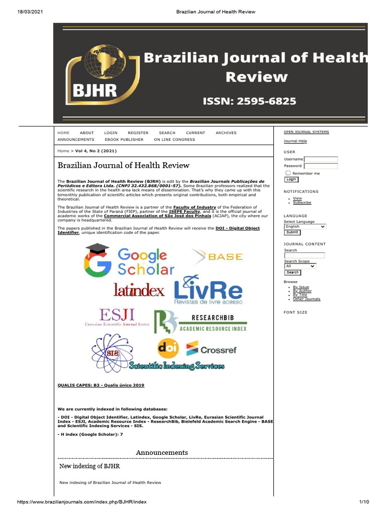 Brazilian Journal of Health Review Overview | PDF | Brazil | Clinical ...