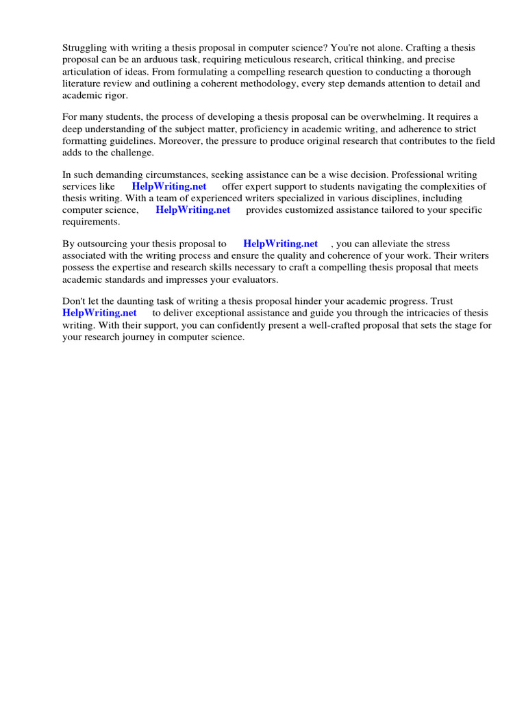 Thesis Proposal in Computer Science | Download Free PDF | Thesis | Methodology
