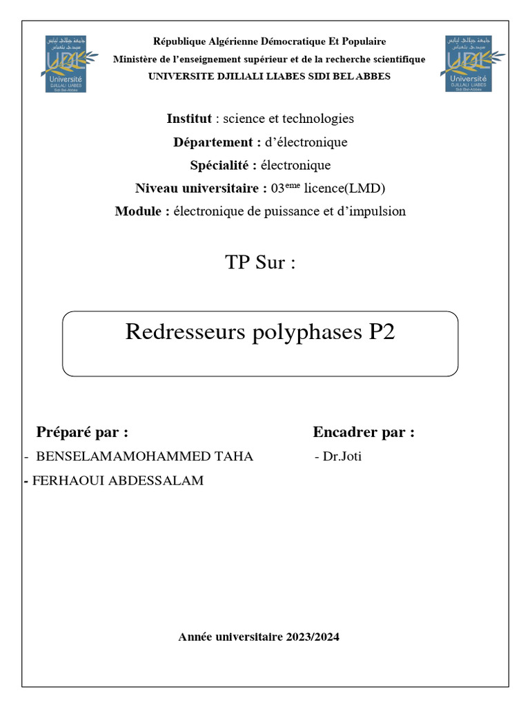 TP - Electronique de Puissance | PDF