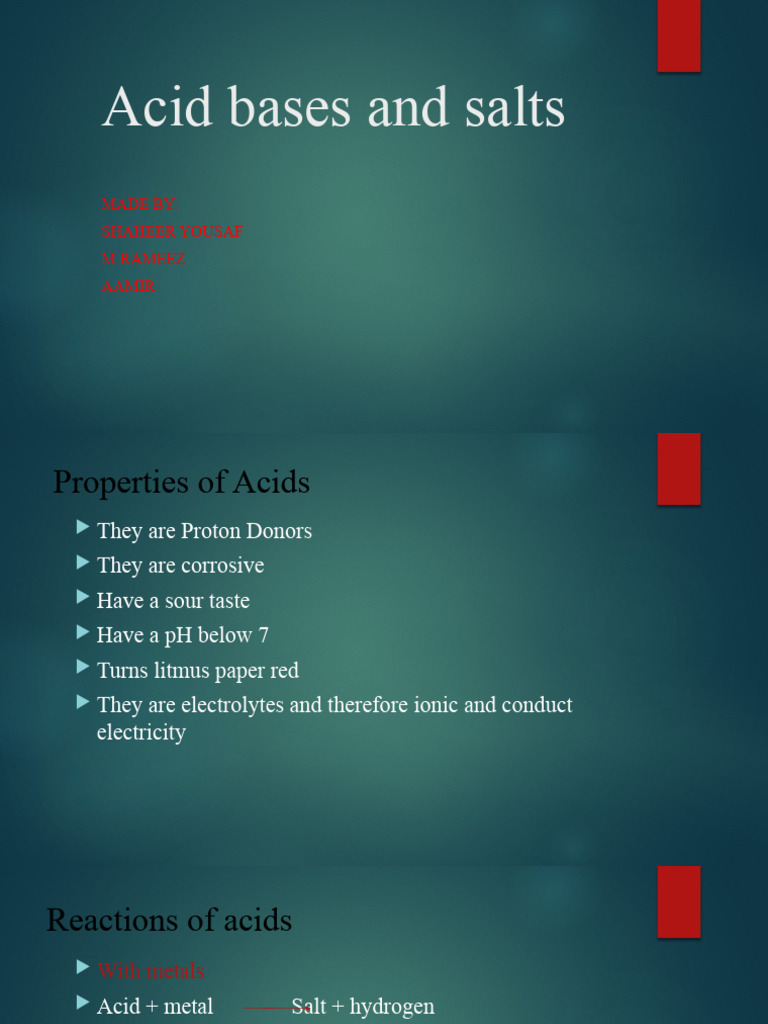 Acid Bases and Salts | PDF