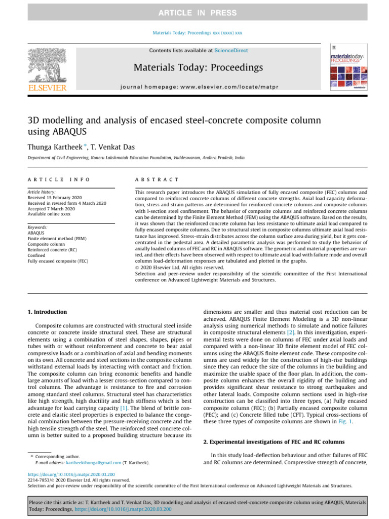 3D Analysis of Steel-Concrete Columns | PDF | Strength Of Materials ...