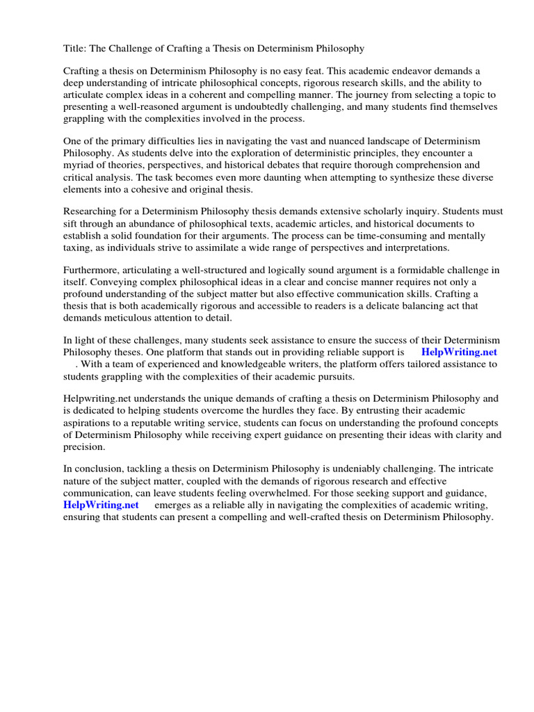 Thesis of Determinism Philosophy | PDF | Free Will | Determinism