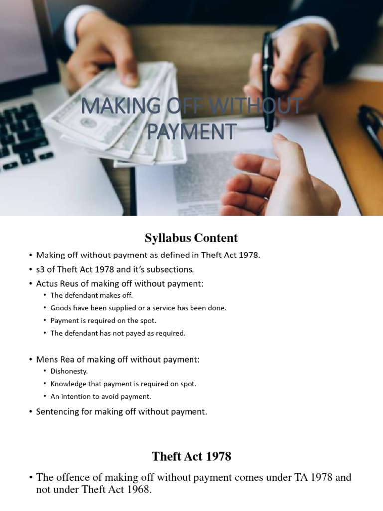 Making Off Without Payment | PDF | Theft | Dishonesty