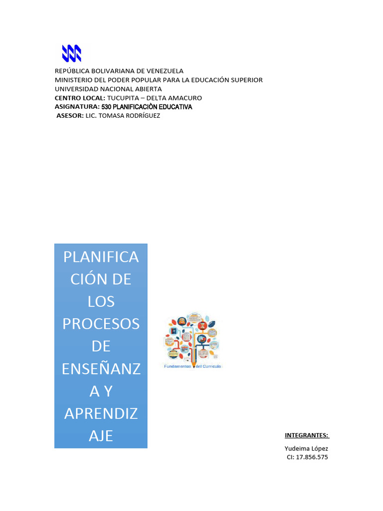 Informe Planificaciòn Educativa Yudeima Lopez Obj. 1.2 | PDF | Plan de estudios | Aprendizaje