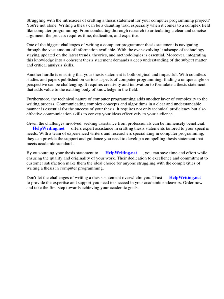 Computer Programmer Thesis Statement | PDF