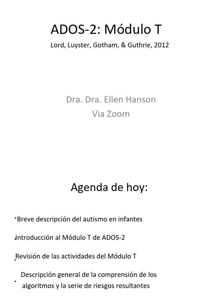 ADOS-2 Módulo T Español-2024 | PDF | Espectro autista | Comportamiento
