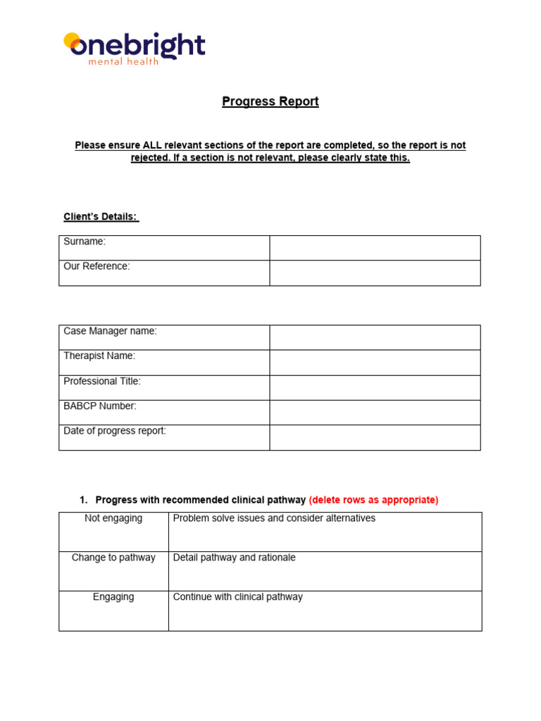 Bupa EAP Progress Report Template | PDF